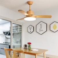 China 52 Inch 3 Leaf Solid Wood Blade Ceiling Fan Decorative Modern Luxury Custom LED Ceiling Fan With Lights for sale
