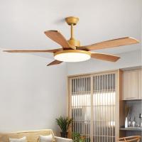 China 52 Inch 3 Leaf Solid Wood Blade Ceiling Fan Decorative Modern Luxury Custom LED Ceiling Fan With Lights for sale