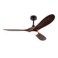 China LED Ceiling Fan Solid Wood Blades Flush Mount Dimmable LED Lighting Ceiling Fan for sale
