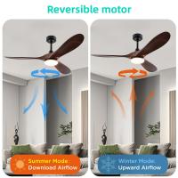 China LED Ceiling Fan Solid Wood Blades Flush Mount Dimmable LED Lighting Ceiling Fan for sale