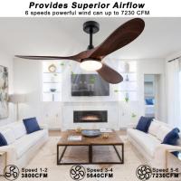 China LED Ceiling Fan Solid Wood Blades Flush Mount Dimmable LED Lighting Ceiling Fan for sale