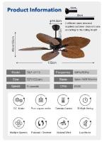 China Household 52 Inch Palm Leaf ABS 5 Blades DC Motor Modern Home Decor Mute Bldc Remote Control Ceiling Fan for sale