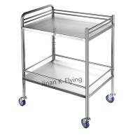 China SUS Two Shelves Movable Medical Trolley Cart Portable for sale