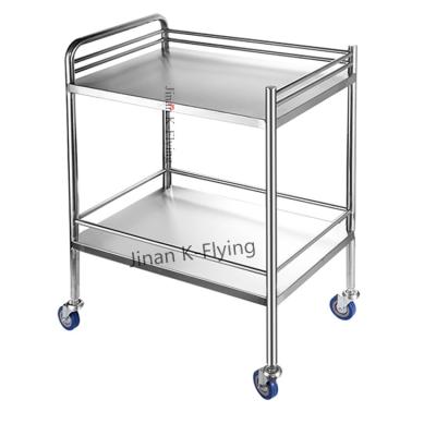China SUS Two Shelves Movable Medical Trolley Cart Portable for sale