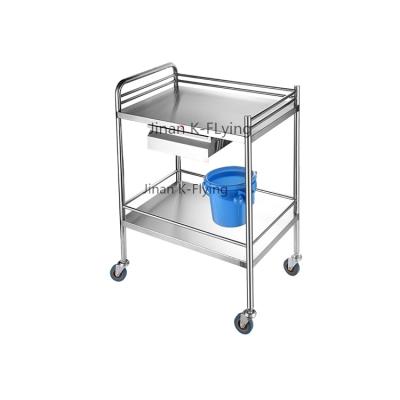 China Hospital Store Medicines 2 Layer Trolley Firm Structure for sale