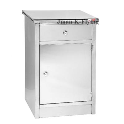China Medical Trolley Stainless Steel Hospital Style Bedside Table Large Storage for sale