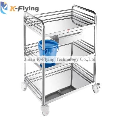 China Stainless Steel Hospital Furniture 3 Tiers Treatment Medical Trolley Cart for sale