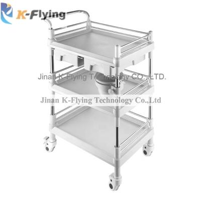 China Mobile Plastic Steel Medical Trolley Cart Three Layer for sale