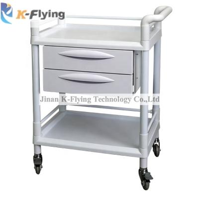 China ISO 13485 Two Shelf Medical Trolley Cart Four Steel Pipes for sale