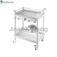 China Double Drawers ABS Plastic Movable Nursing Treatment Medical Trolley Cart for sale