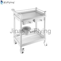 China Double Drawers ABS Plastic Movable Nursing Treatment Medical Trolley Cart for sale