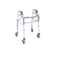 China Aluminum Folding Adjustable Walking Frame With Wheels And Break for sale