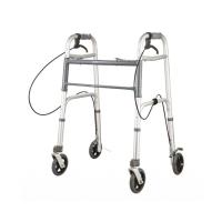China Aluminum Folding Adjustable Walking Frame With Wheels And Break for sale