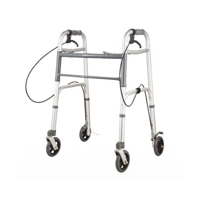 China Aluminum Folding Adjustable Walking Frame With Wheels And Break for sale