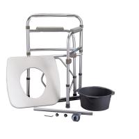 China Economic Chromed Steel Hospital Toilet Commode Chair With Bedpan for sale