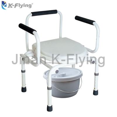 China Adjustable Height Medical Rehabilitation Equipment Elderly Commode Toilet Wheelchair for sale