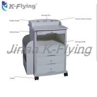China ABS Movable Hospital Tools And Equipments Hospital Bedside Table Overbed Cabinet for sale