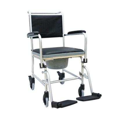 China Foldable Shower Aluminum Commode Chair With Wheels for sale