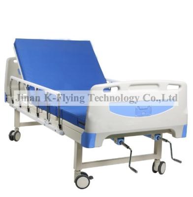 China ABS Blue Headboard Two Cranks Manual Nursing Bed Medical Equipment for sale
