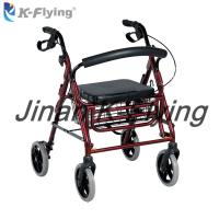 China Deluxe Height Adjustable Adult Walker Rollator Folding Metal Aluminum for sale