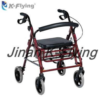 China Deluxe Height Adjustable Adult Walker Rollator Folding Metal Aluminum for sale