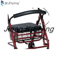 China Deluxe Height Adjustable Adult Walker Rollator Folding Metal Aluminum for sale