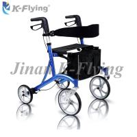 China Light Metal Aluminum Folding Walker Rollator Elderly Walking Aid for sale