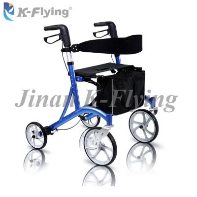 China Light Metal Aluminum Folding Walker Rollator Elderly Walking Aid for sale