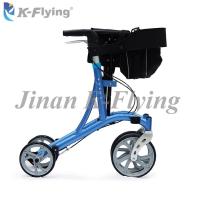 China Light Metal Aluminum Folding Walker Rollator Elderly Walking Aid for sale