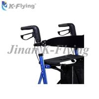 China Light Metal Aluminum Folding Walker Rollator Elderly Walking Aid for sale
