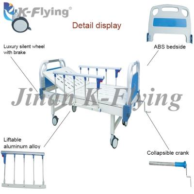 China Cold Rolled Steel Portable 1 Crank Hospital Bed Manual Folding for sale
