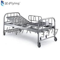 China Stainless Steel Foldable 2 Cranks Hospital Manual Patient Bed for sale