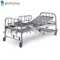 China Stainless Steel Foldable 2 Cranks Hospital Manual Patient Bed for sale
