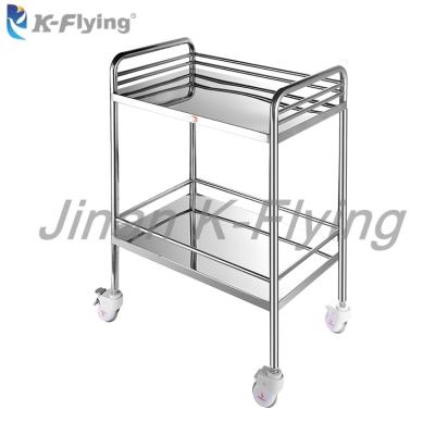 China 2 Layers Stainless Steel Movable Hospital Instrument Medical Trolley Cart for sale