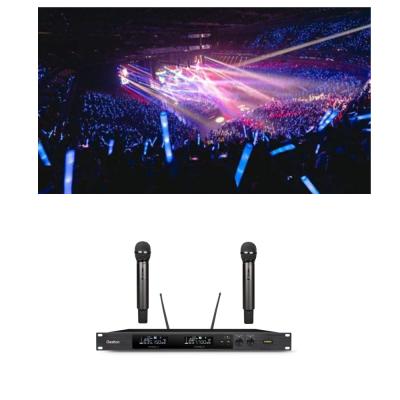 China 4 Channel Wireless Microphone System , Pro UHF Cordless Mic Set Handheld for sale