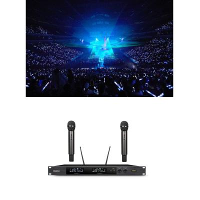 China Dual Handheld Dynamic Moukey Wireless Microphone Karaoke Anti Interference 295ft for sale