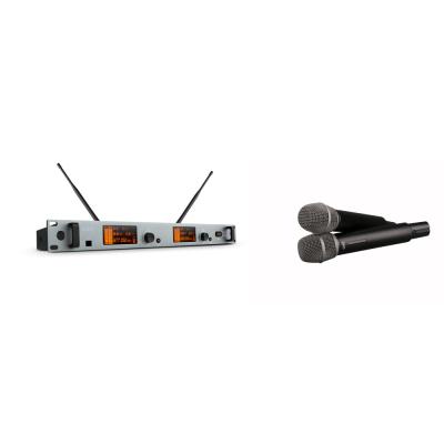 China PLL Synthesized UHF Dual Channel Wireless Microphone System Long Range for sale