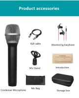 China Dubbing 20mm*166mm Cardioid Dynamic Microphone Matte Black Paint for sale