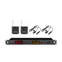 China 32 Preset Channels UHF Wireless Microphone Dual Lavalier Microphone System for sale