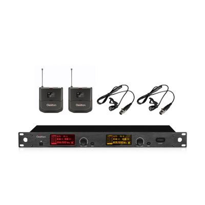 China 32 Preset Channels UHF Wireless Microphone Dual Lavalier Microphone System for sale