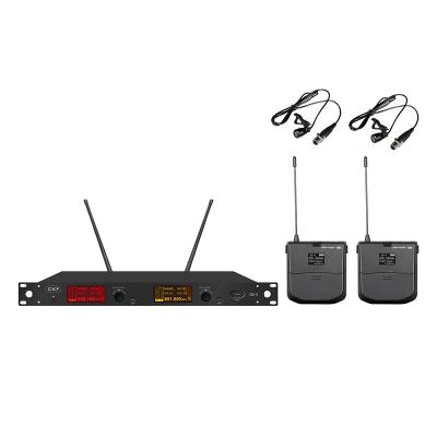 China 30MHz Dual Channel UHF Wireless Lapel Microphone System for sale