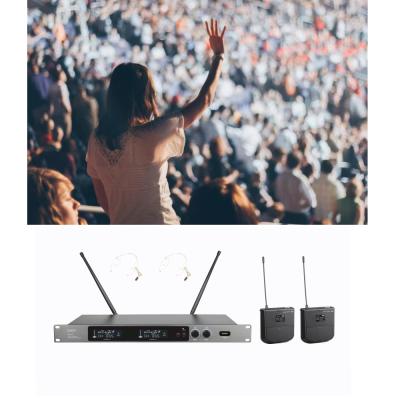 China Pro UHF Audio Wireless Microphone System 4 Channel Handheld Headset Lavalier for sale