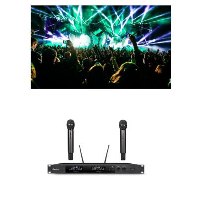 China Optical Coaxial Input Wireless Handheld Karaoke Microphone Double Channel Microphone for sale