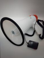 China 260 Seconds Police Siren With Mic Voice Recording White Cheer Megaphone With Handle for sale