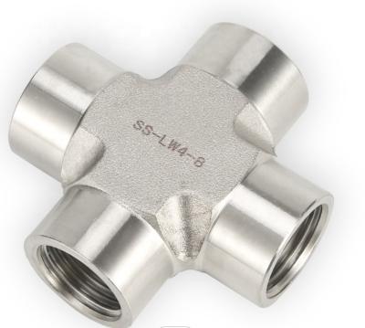 China 316 304 Stainless Steel Cross Pipe Fitting Thread Duplex 3/4
