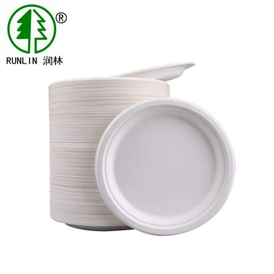 China 14g Round Eco Disposable Iodegradable Sugarcane Bagasse Plates From Sugarcane Waste for sale