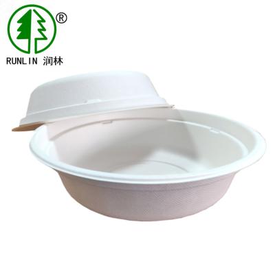 China Disposable Compostable Bowls With Lids 16 Oz Paper Bowls Bagasse Pulp Molding for sale