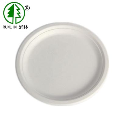 China Biodegradable 6 Inch Round White Dinner Bagasse Disposable Plate for sale