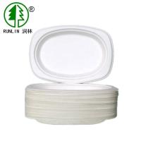 China Compostable Bagasse Fiber environmental protection unbleached oval dish for sale