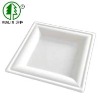 China 8 Inch Square Biodegradable Sugarcane Bagasse Plates Unbleached Birthday Party Disposable for sale